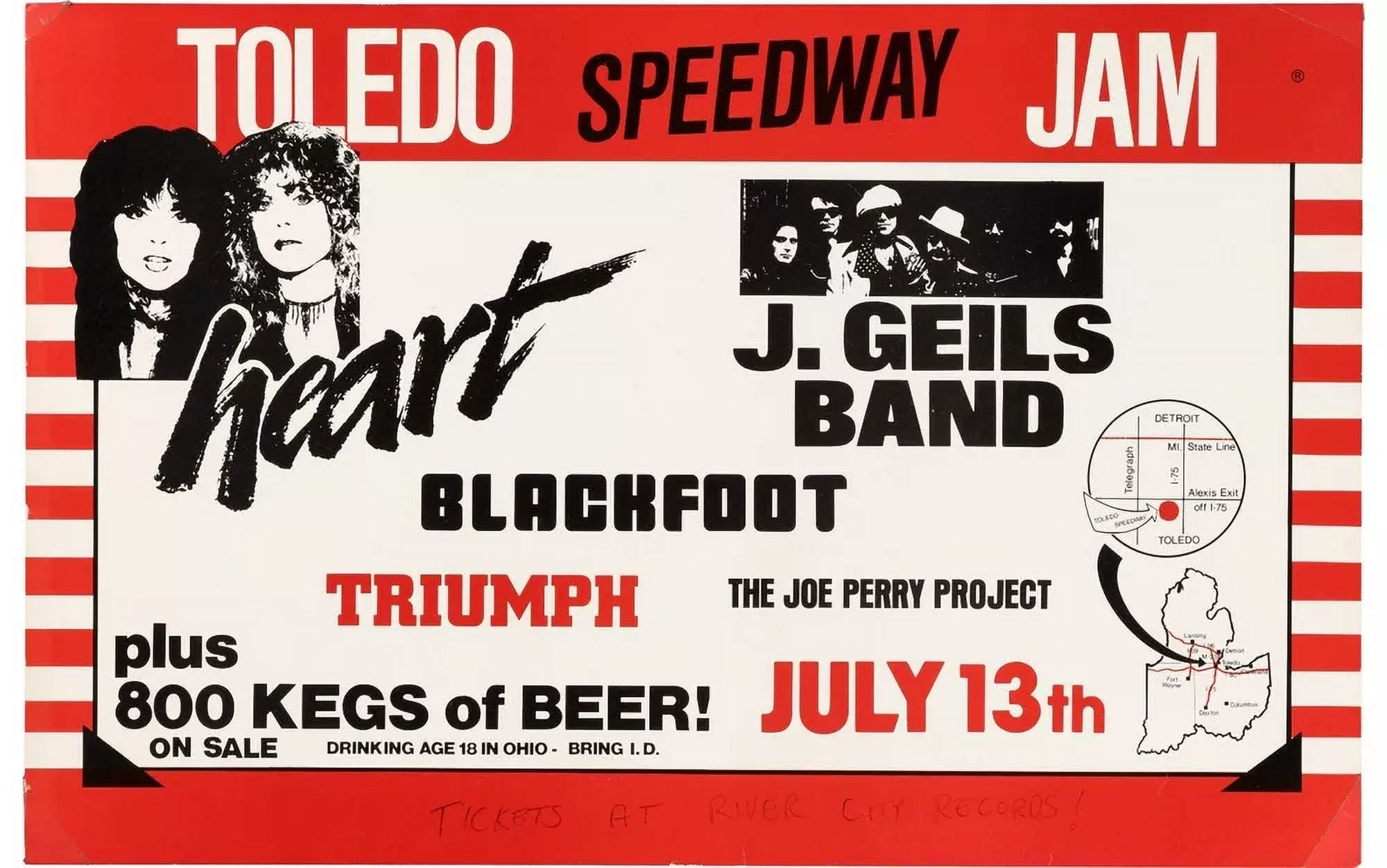 1980 J. GEILS BAND HEART CONCERT POSTER WALL ART PRINT IN TRIUMPH 24 x ...