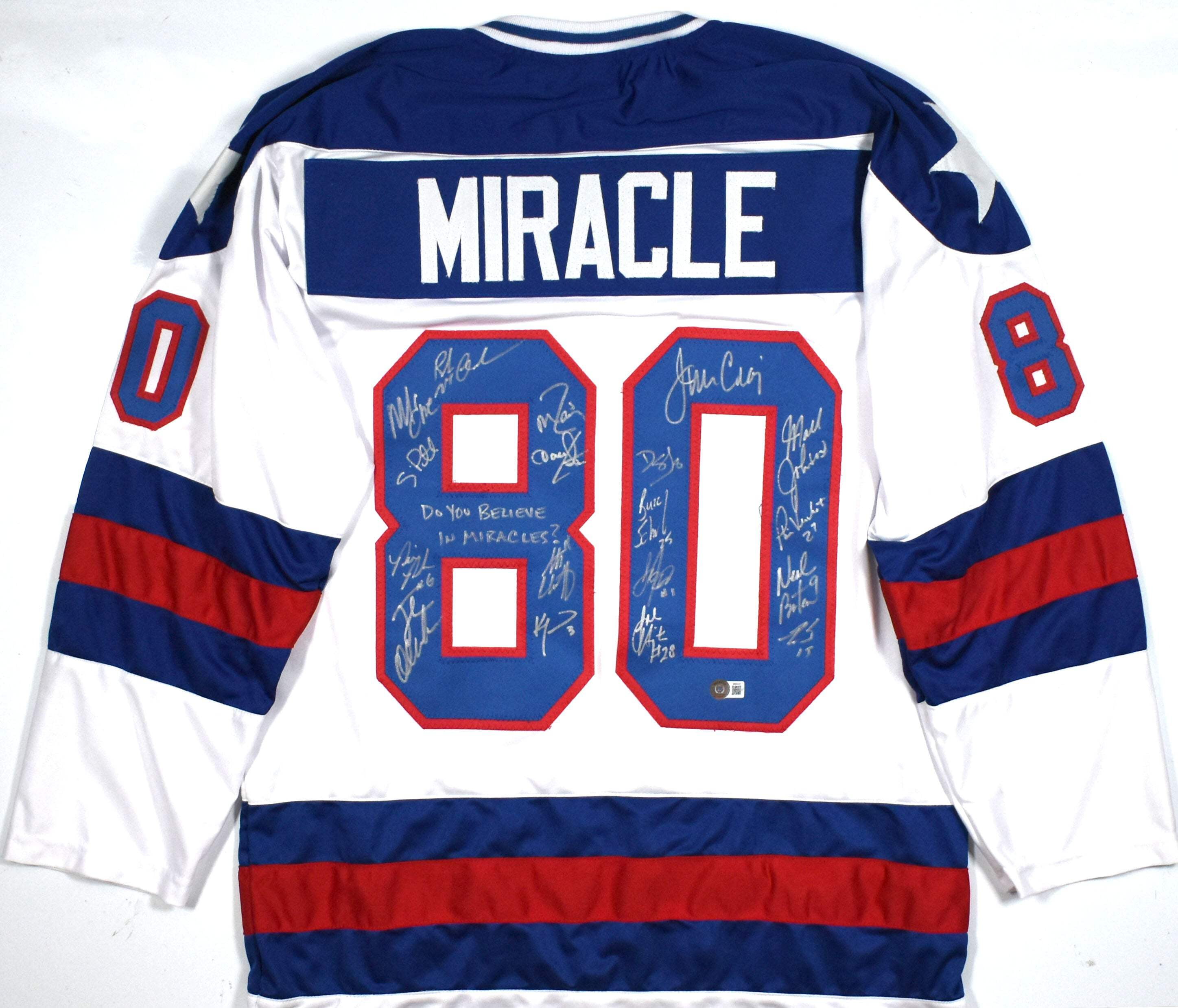 1980 Miracle on Ice Team USA Signed White Pro Style Jersey w/18 Sigs - Beckett W - Walmart.com