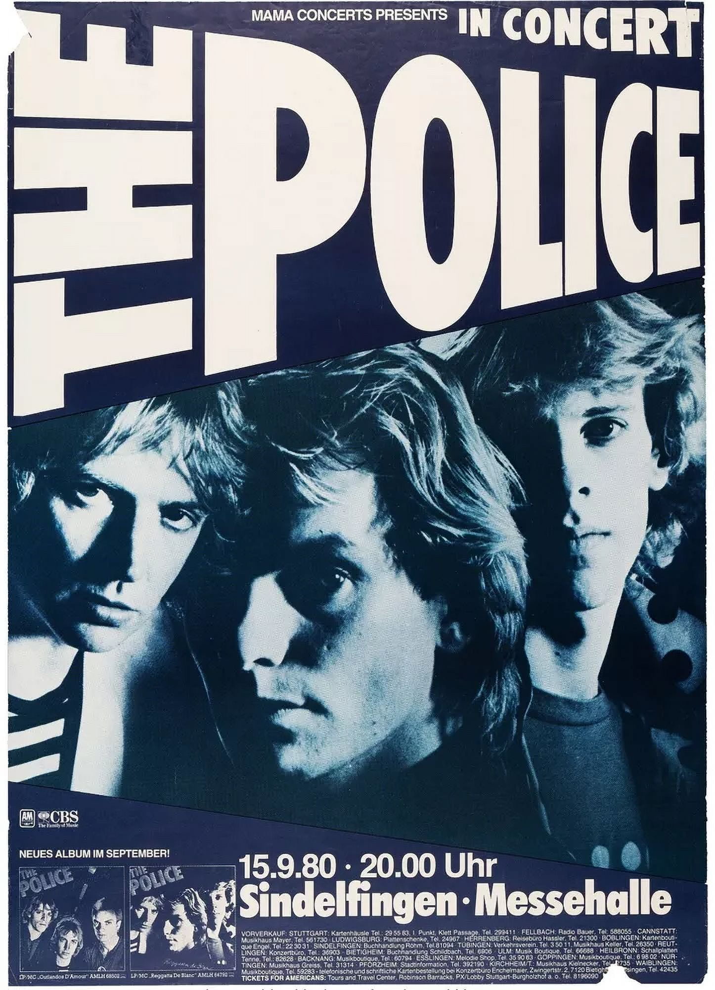 1980 THE POLICE CONCERT POSTER WALL ART RE-PRINT ES 24 x 36 Inch Poster ...