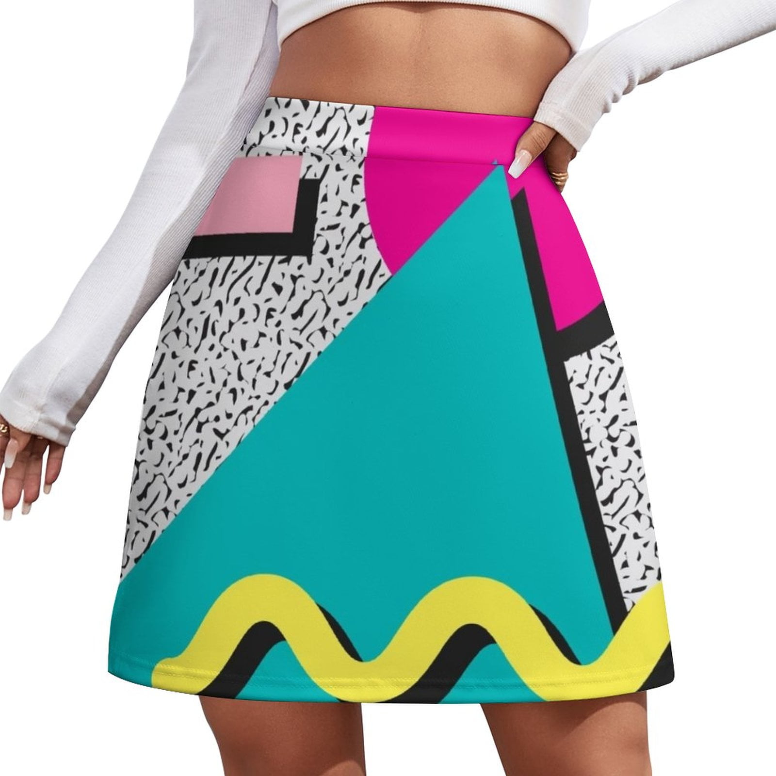 1980s Abstract Pattern Mini Skirt Evening dresses women's summer dress ...