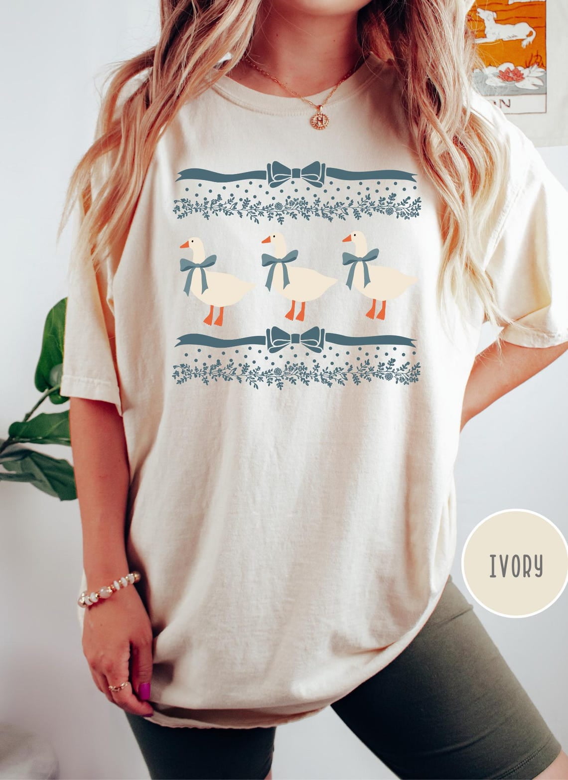 1980s Blue Ribbon Goose With Hearts Shirt, Vintage Original Shirt Bows ...