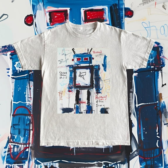 1980s Graffiti-Style Graphic Tee featuring Artistic Basquiat-Inspired ...