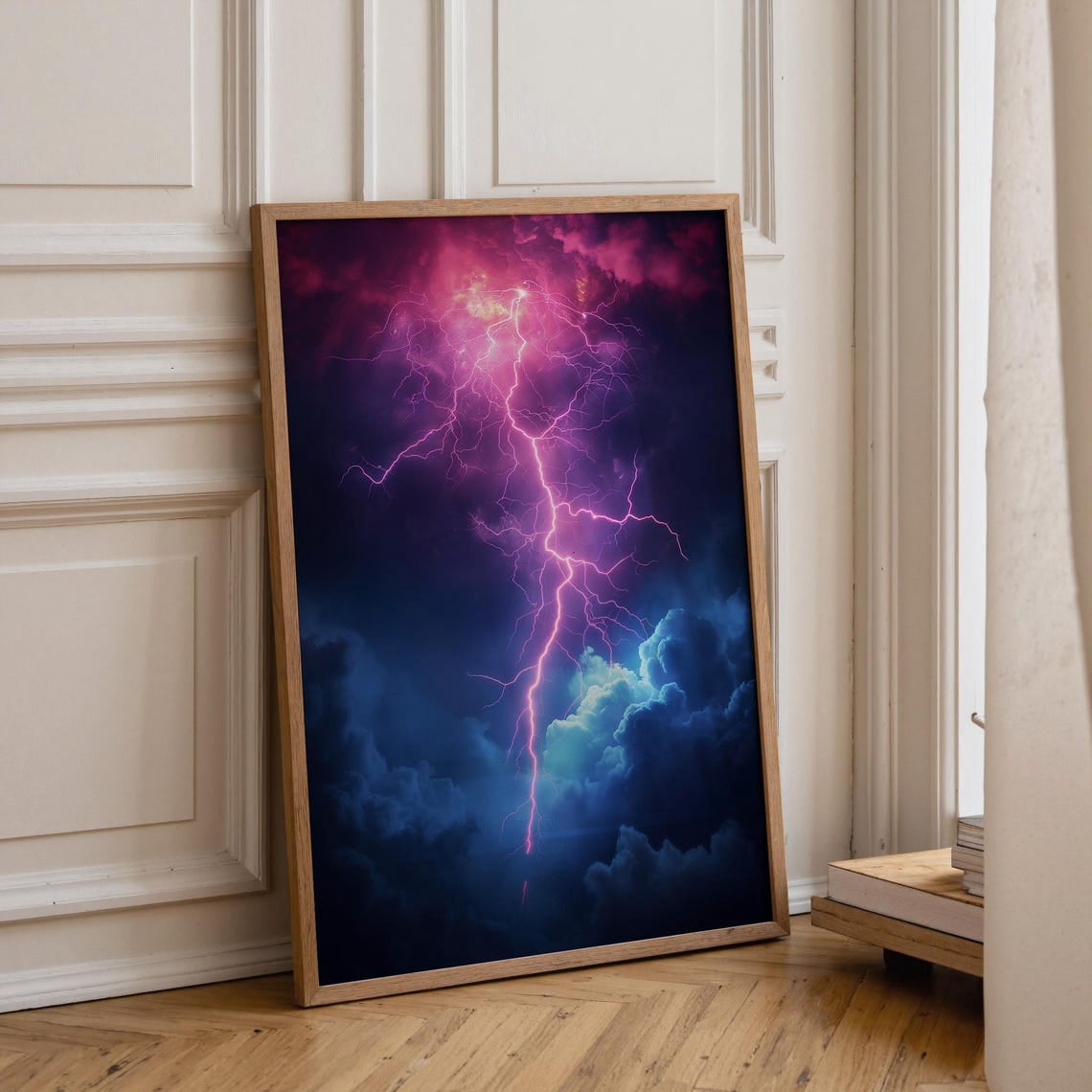 1980s Neon Lightning Wall Art Retro Synthwave Storm Electric Vaporwave ...