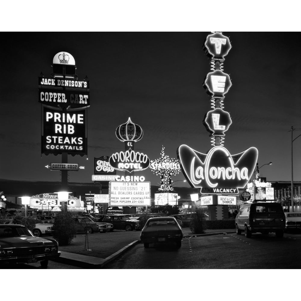 1980s Night Neon On The Strip For El Morocco La Concha Stardust Las ...