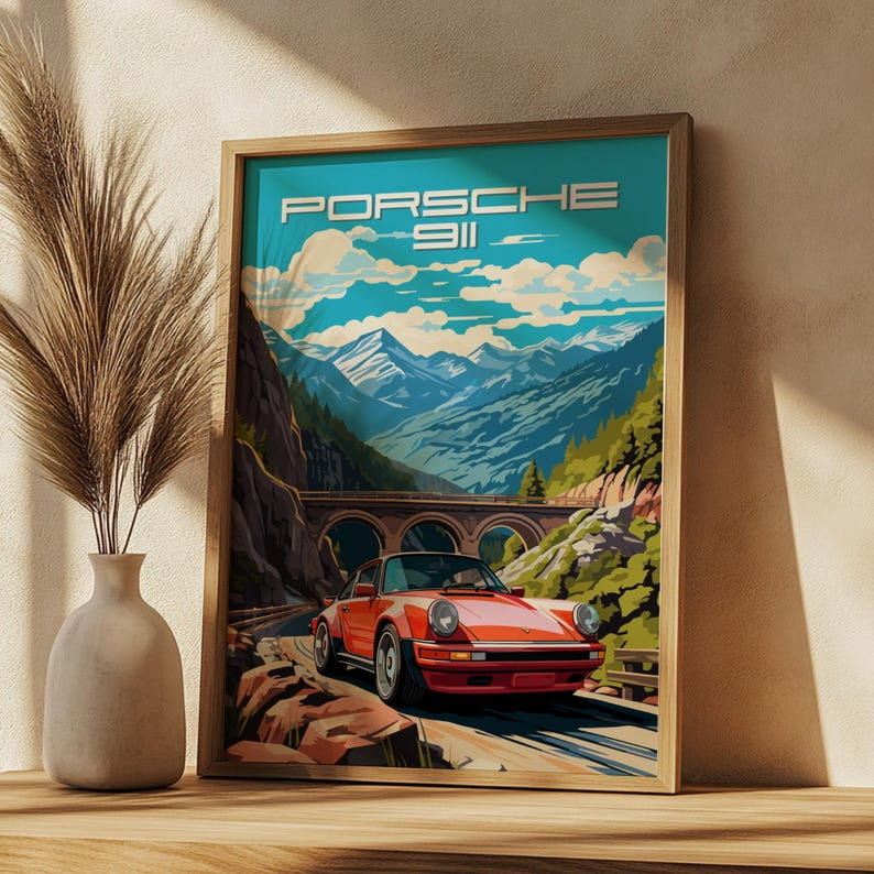 1980s Porsche 911 Turbo Poster: Classic Air-Cooled Sports Car Art 24x36 ...