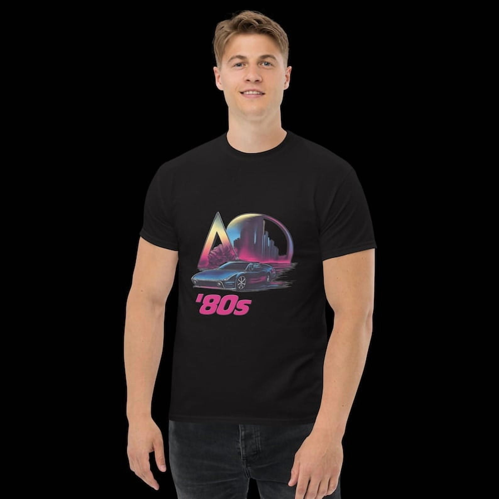 1980s Retro Synthwave T-Shirt - Unisex Classic Tee with Neon DeLorean ...
