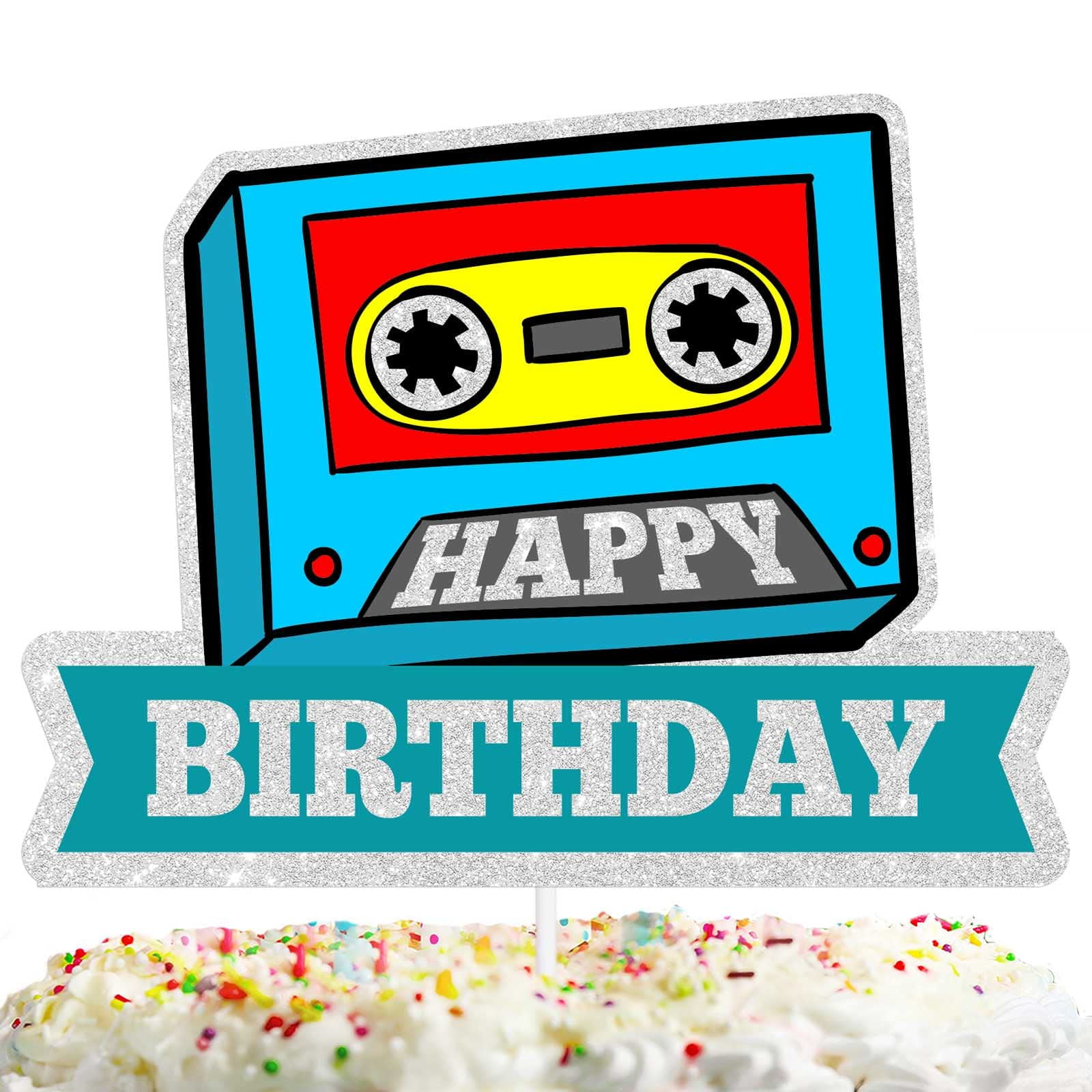 1980s Rock and Roll Tape Cake BSL1 Topper for Boys Girls Happy Birthday ...