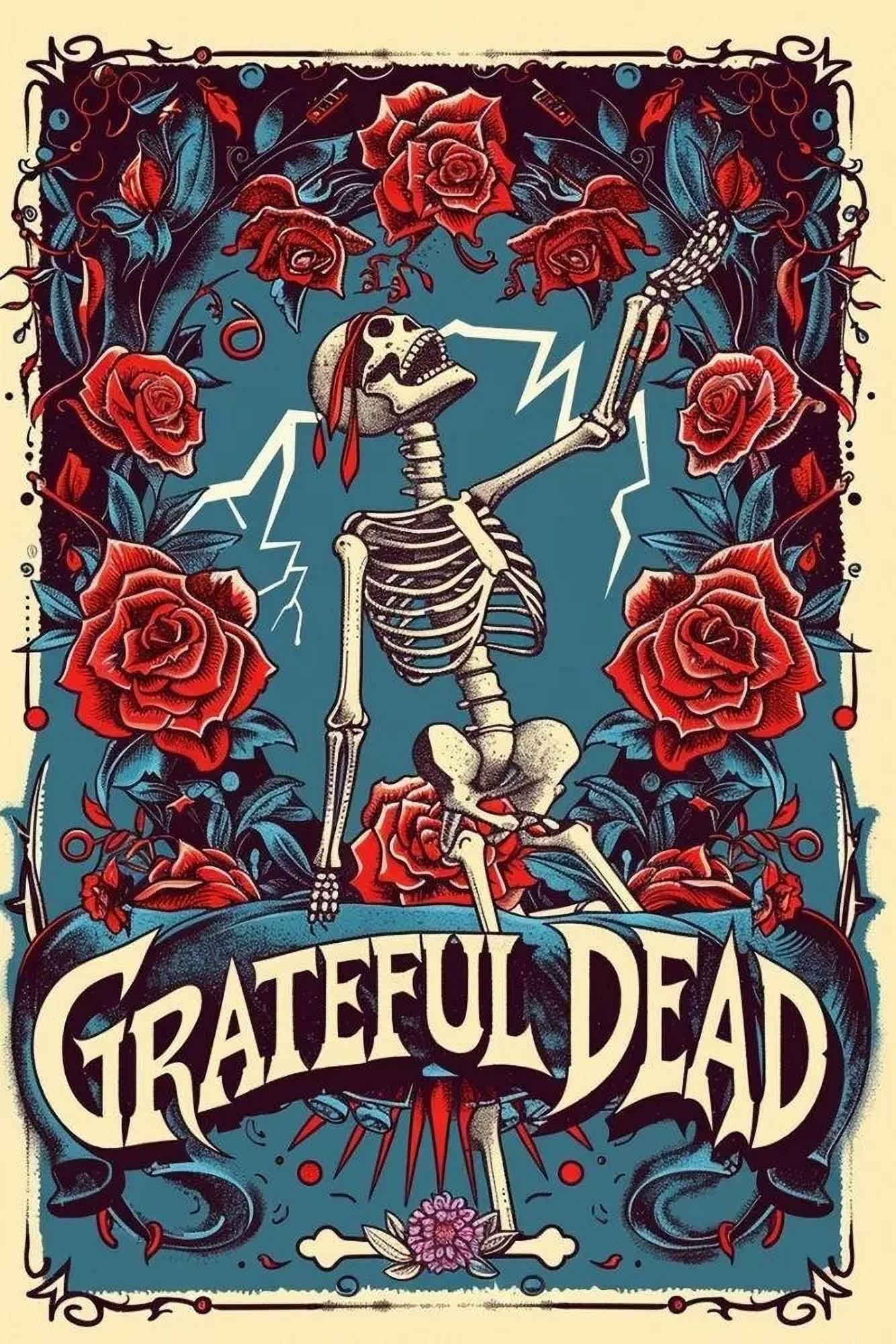 1981 GRATEFUL DEAD LIGHTNING SKULL PROMO POSTER PRINT WALL ART ES 11 x ...