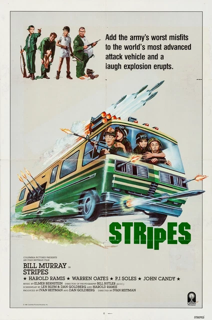1981 Stripes Movie Poster Bill Murray Harold Ramis John Candy Winger ...