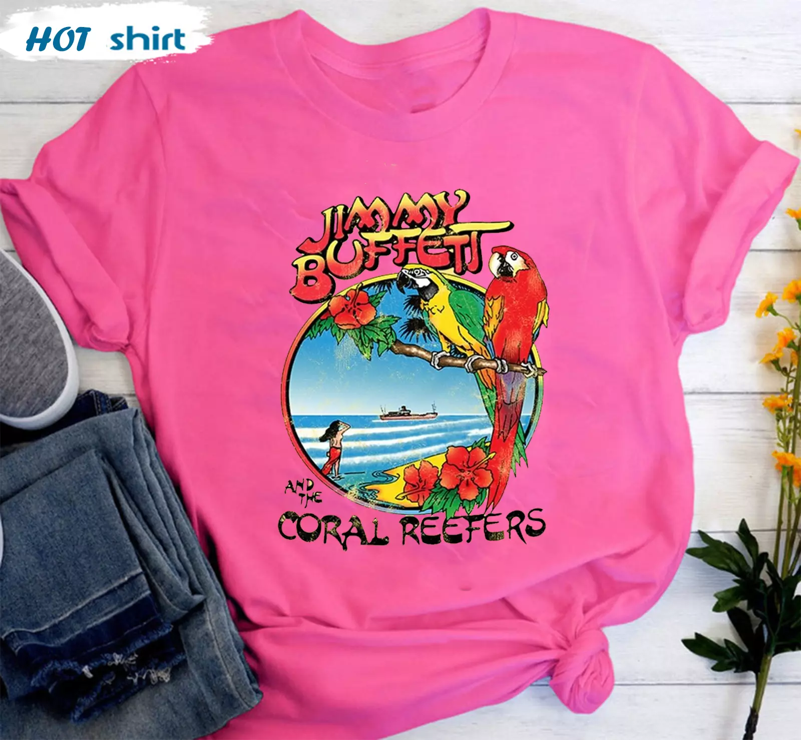 1982 Jimmy Buffett Homecoming Tour 80s Pink All Size Shirt Fa1489 ...