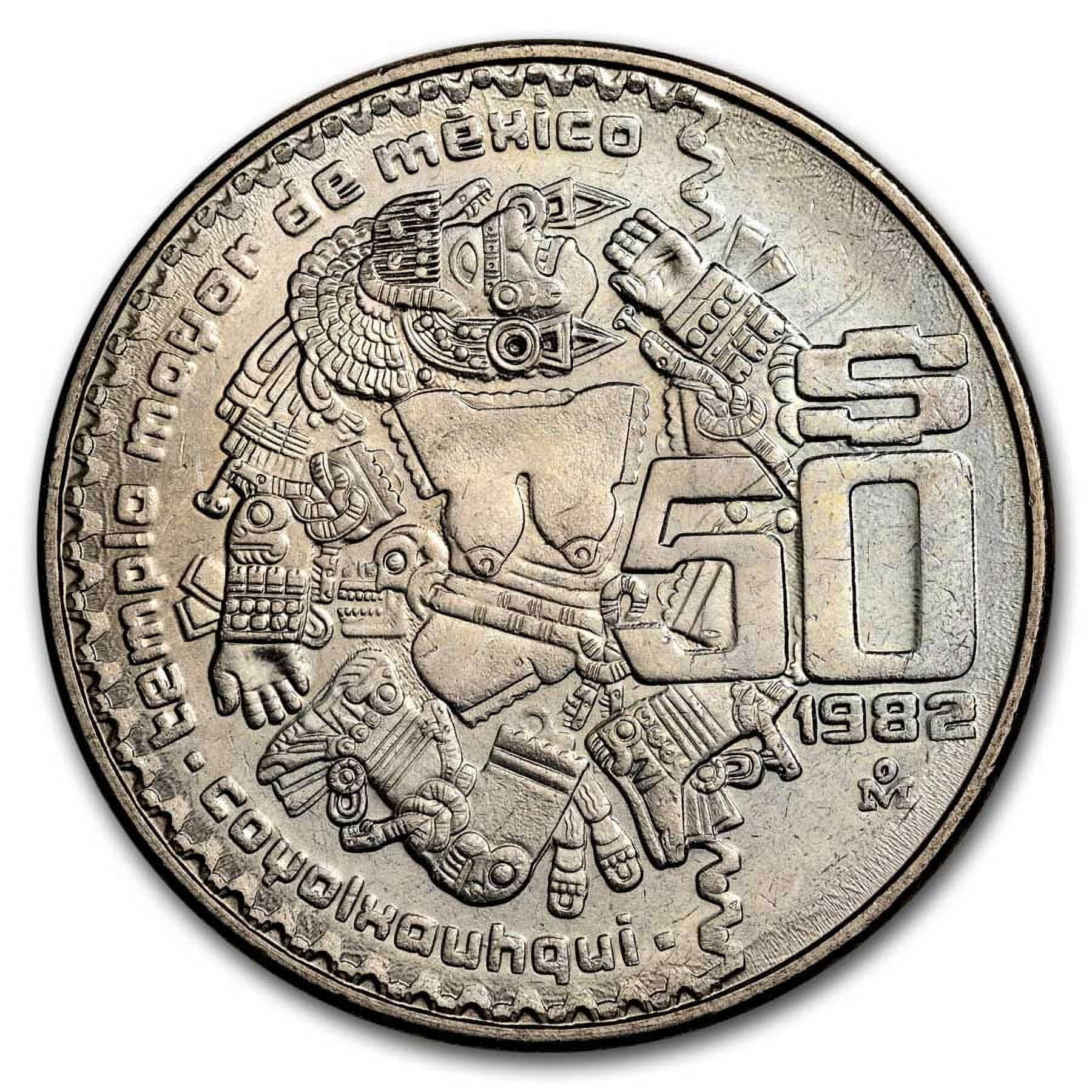 1982 Mexico 50 Pesos Coyolxauhqui BU Minted Commemorative Coin ...