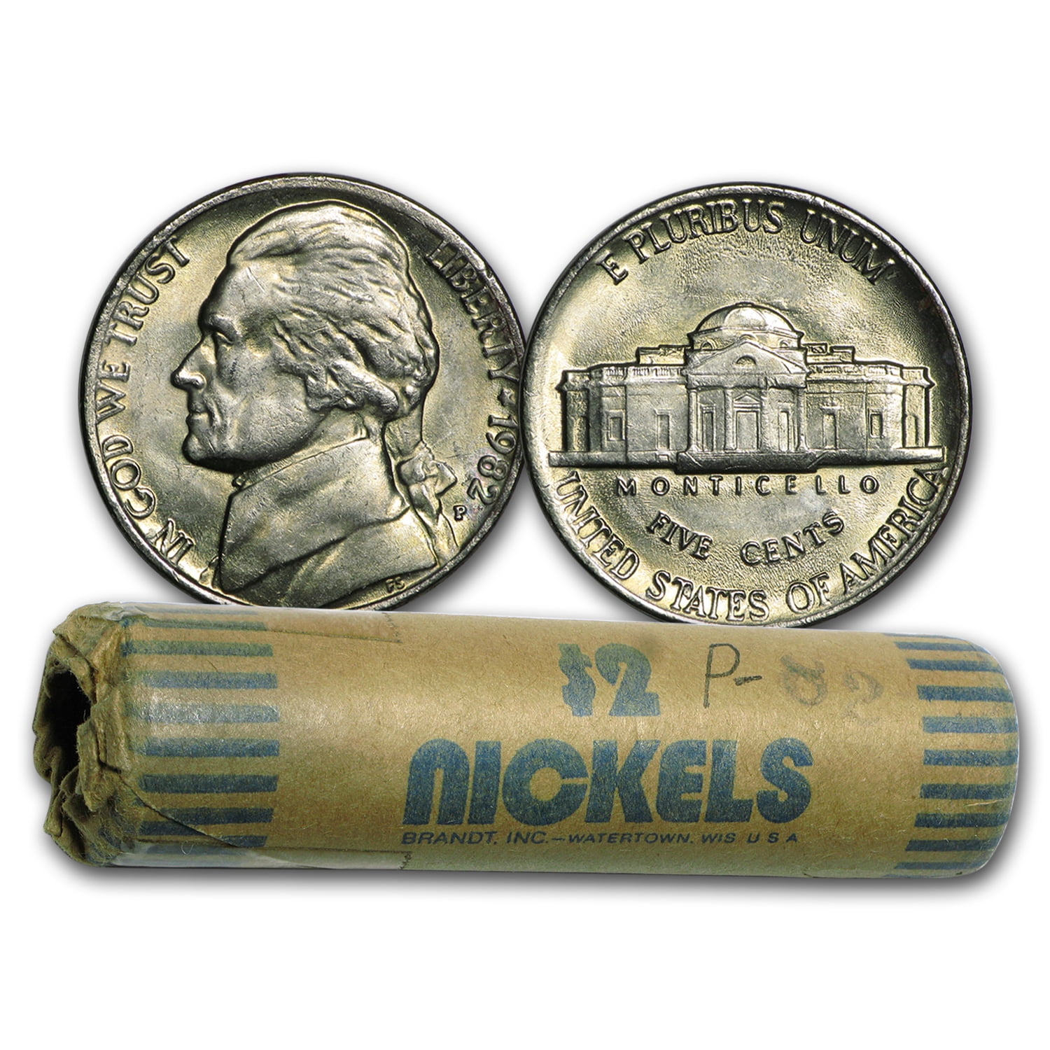 1982-P Jefferson Nickel 40-Coin Roll BU - Walmart.com