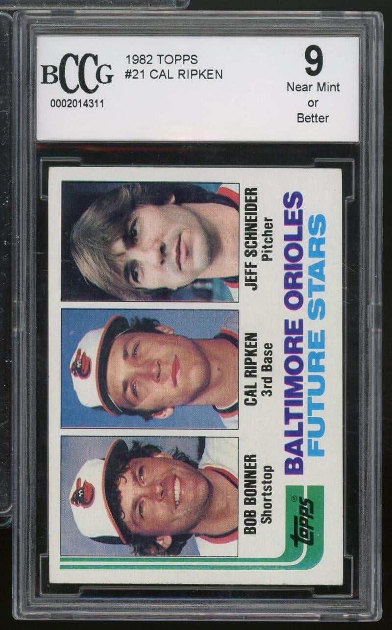 1982 Topps #21 Orioles Cal Ripken Jr Rookie Card BGS BCCG 9 Near Mint+ ...