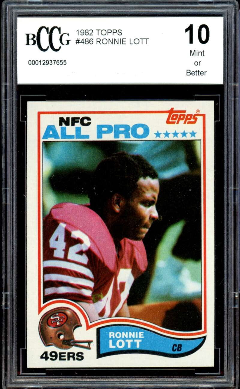 1982 Topps #486 Ronnie Lott Rookie Card BGS BCCG 10 Mint+ - Walmart.com