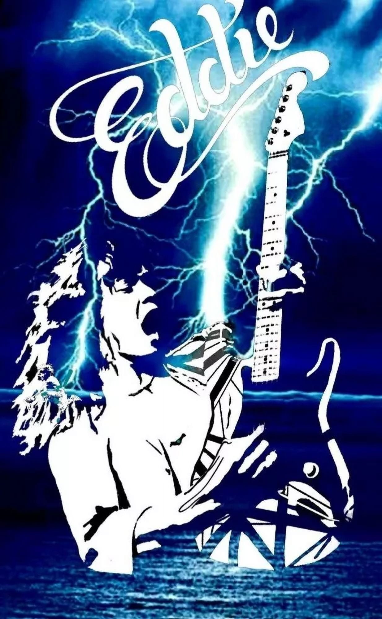 1983 EDDIE VAN HALEN POSTER WALL ART PRINT ARTIST RENDITION 24 x 36 ...