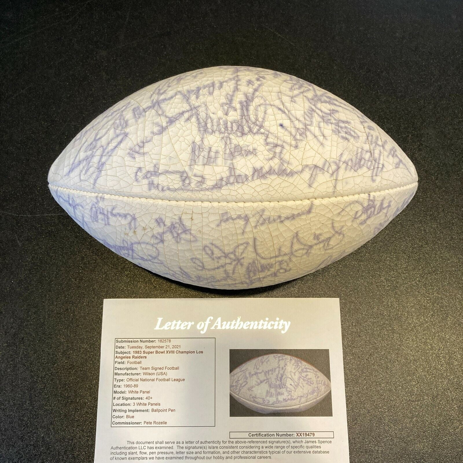 1983 Los Angeles Raiders Super Bowl Champs Team Signed Wilson Football ...