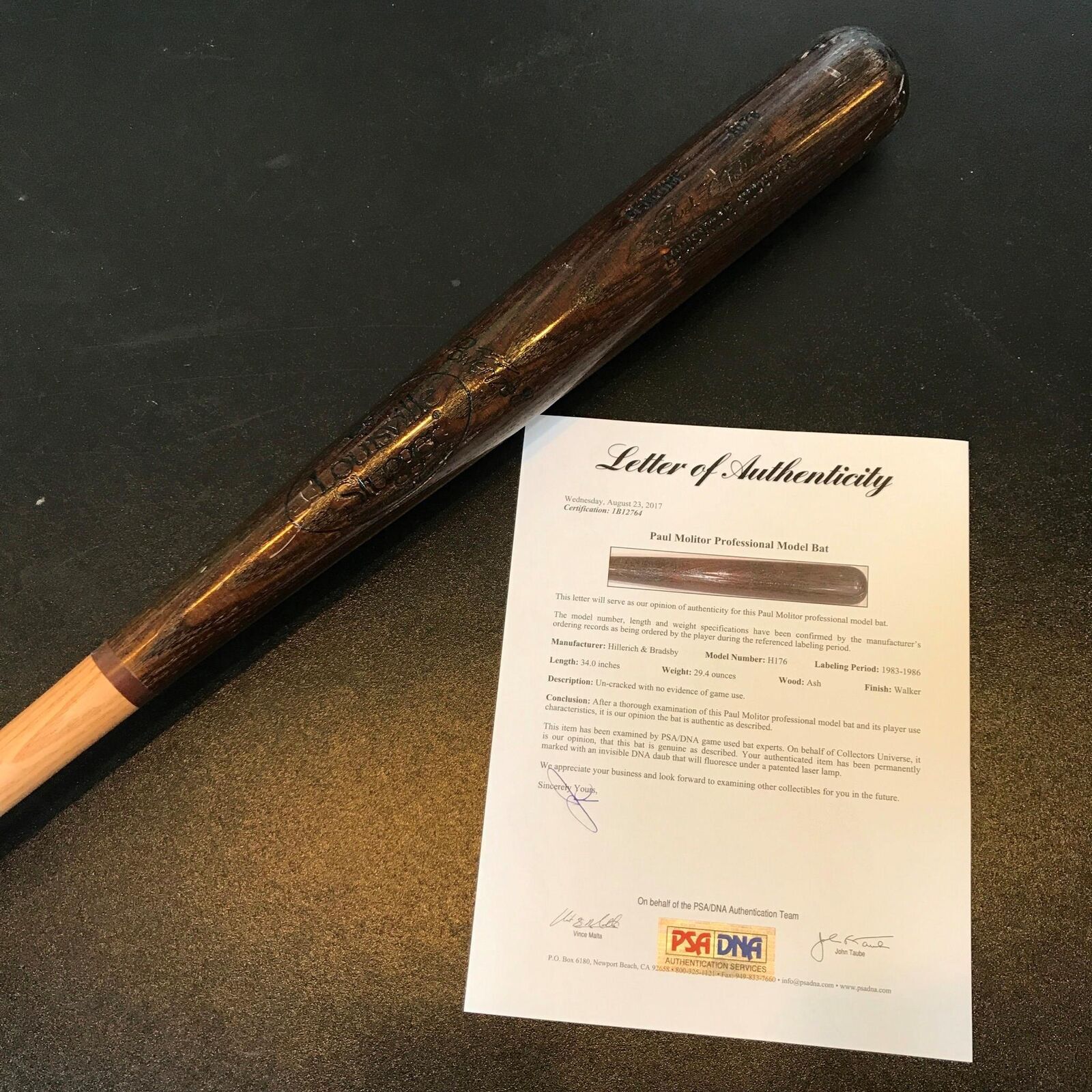 1983 Paul Molitor Signed Game Issued Louisville Slugger Bat PSA DNA COA ...