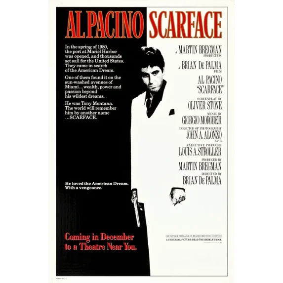 1983 Scarface Movie Poster Tony Montana Al Pacino Michelle Pfeiffer ...