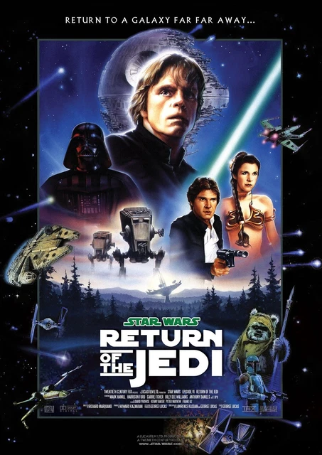 1983 Star Wars Vi Return Of The Jedi 40Th Movie Poster Vader & Luke ...
