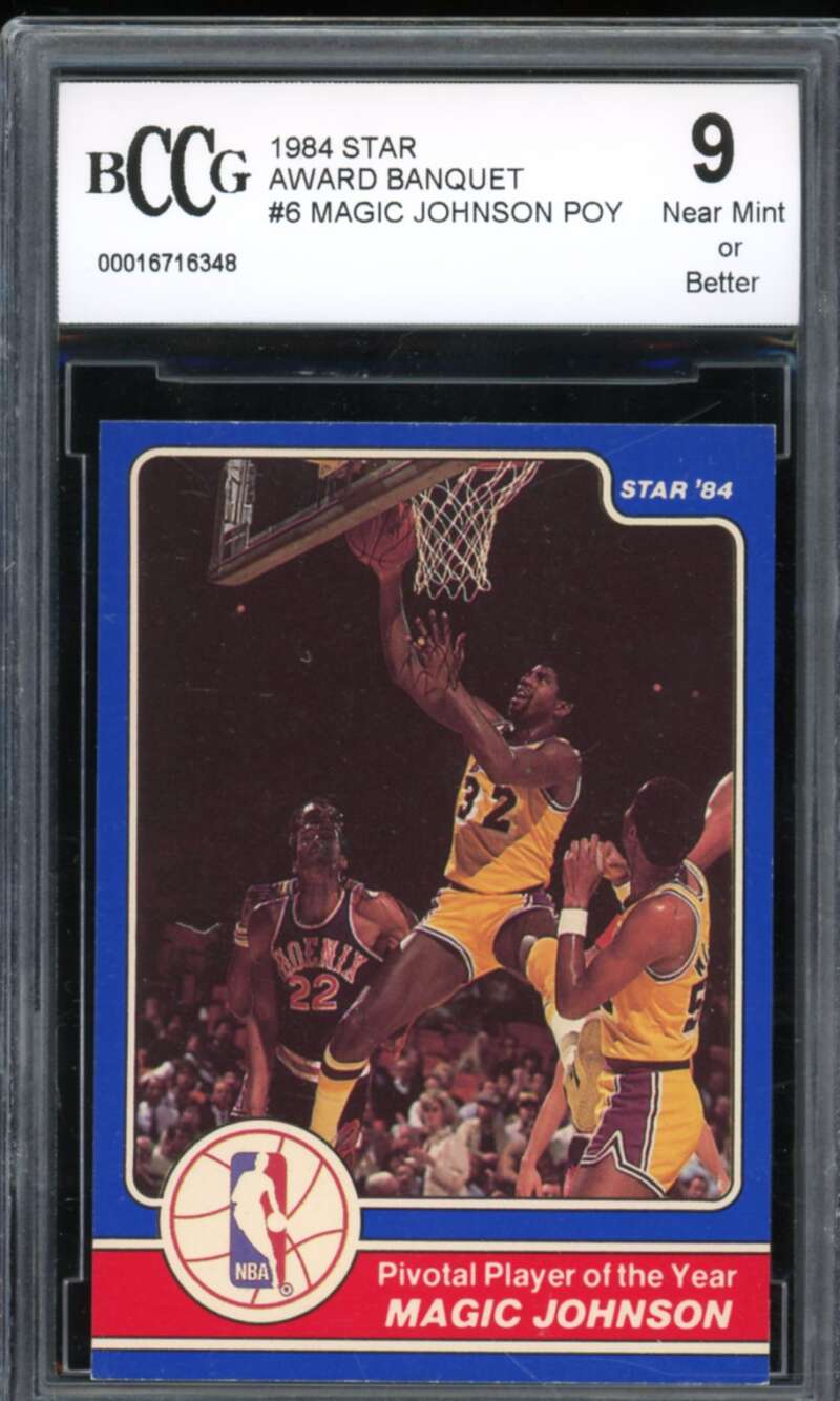 1984-85 Star Award Banquet #6 Magic Johnson Card BGS BCCG 9 Near Mint+ ...