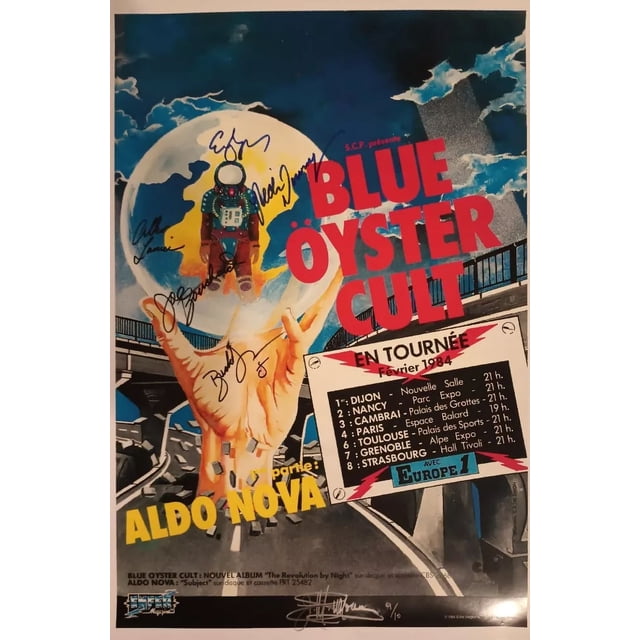 1984 BLUE OYSTER CULT CONCERT Poster with facsimile autographs is 16 x ...