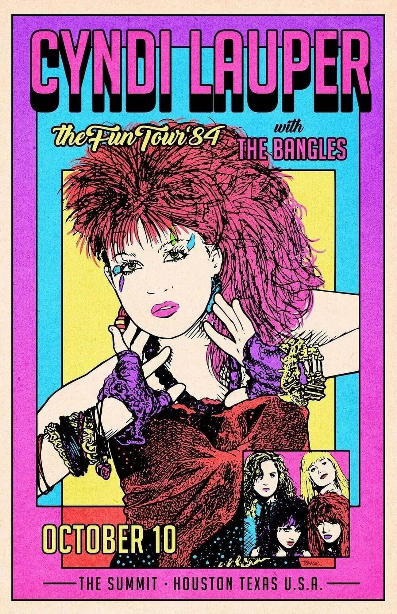 1984 CYNDI LAUPER The Bangles Concert Poster Wall art Print in 16 x 24 ...