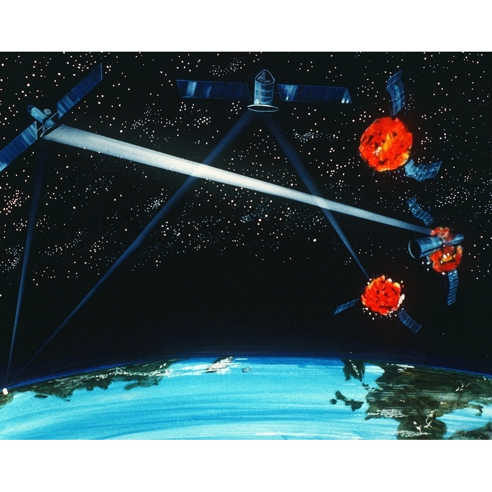 1984 Military Artist'S Concept Of A Hybrid Ground And Space-Based Laser ...