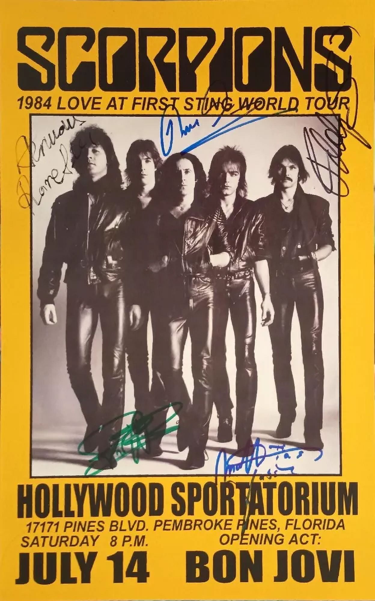 1984 Scorpions Concert Poster Wall Art Print es Facsimile signed 16 x 24 Inch Poster - Walmart.com