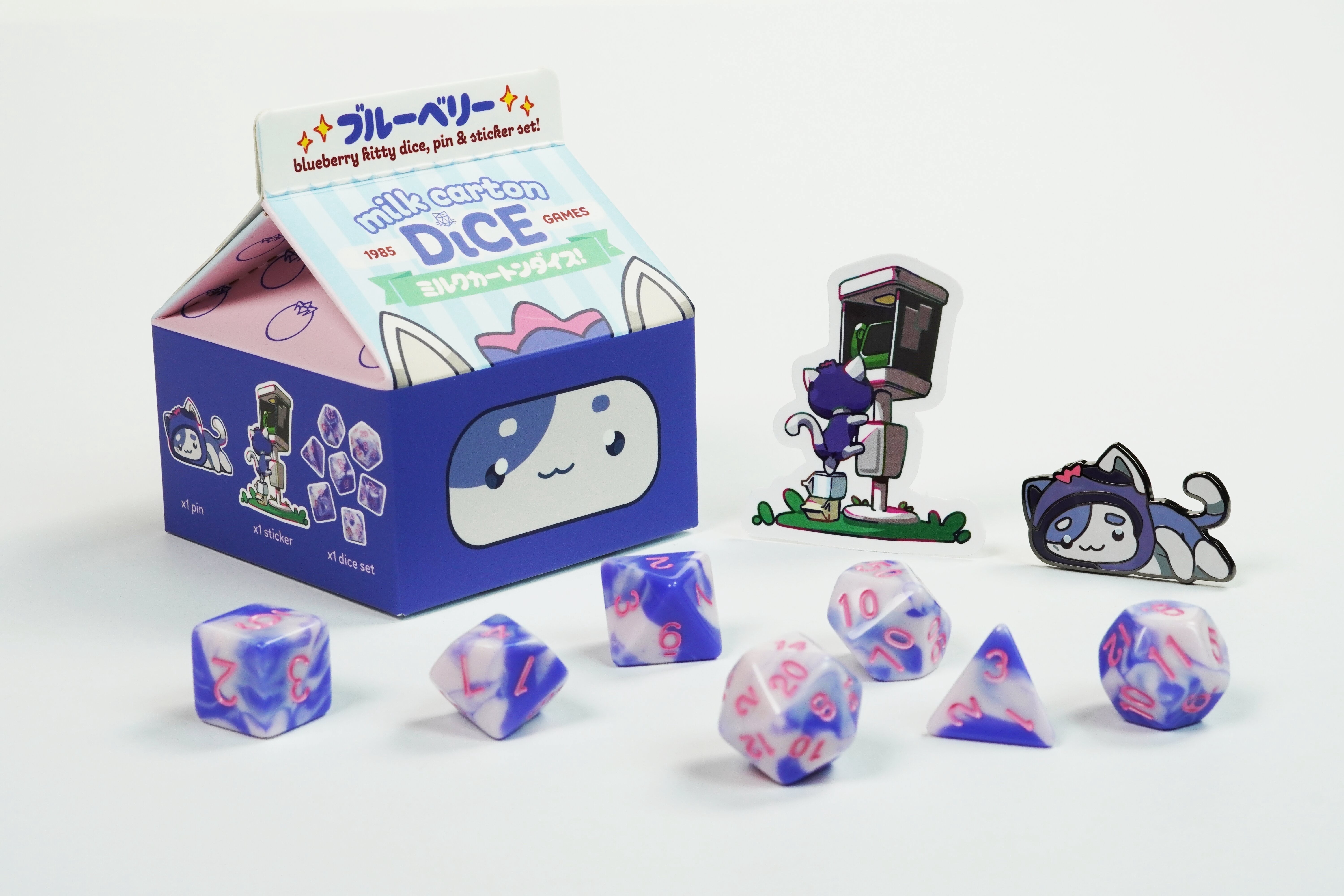 1985 Games Blueberry Cat Milk Carton Dice, Blue, 7-Pack - Walmart.com