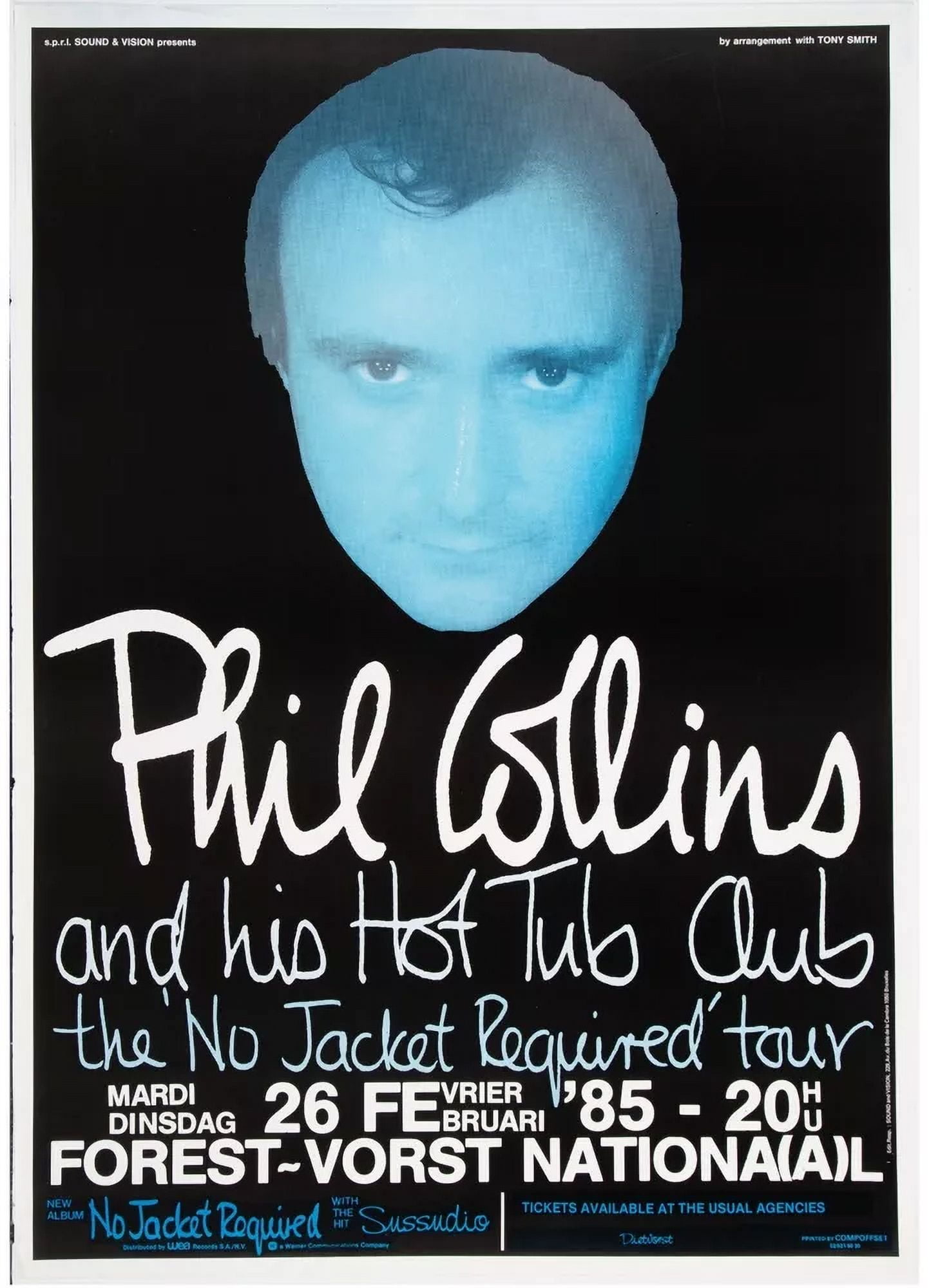 1985 PHIL COLLINS CONCERT POSTER WALL ART PRINT ES BELGIUM 16 x 24 Inch ...