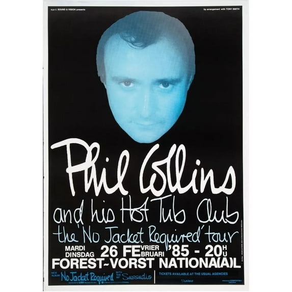 1985 PHIL COLLINS CONCERT POSTER WALL ART PRINT ES BELGIUM 16 x 24 Inch ...