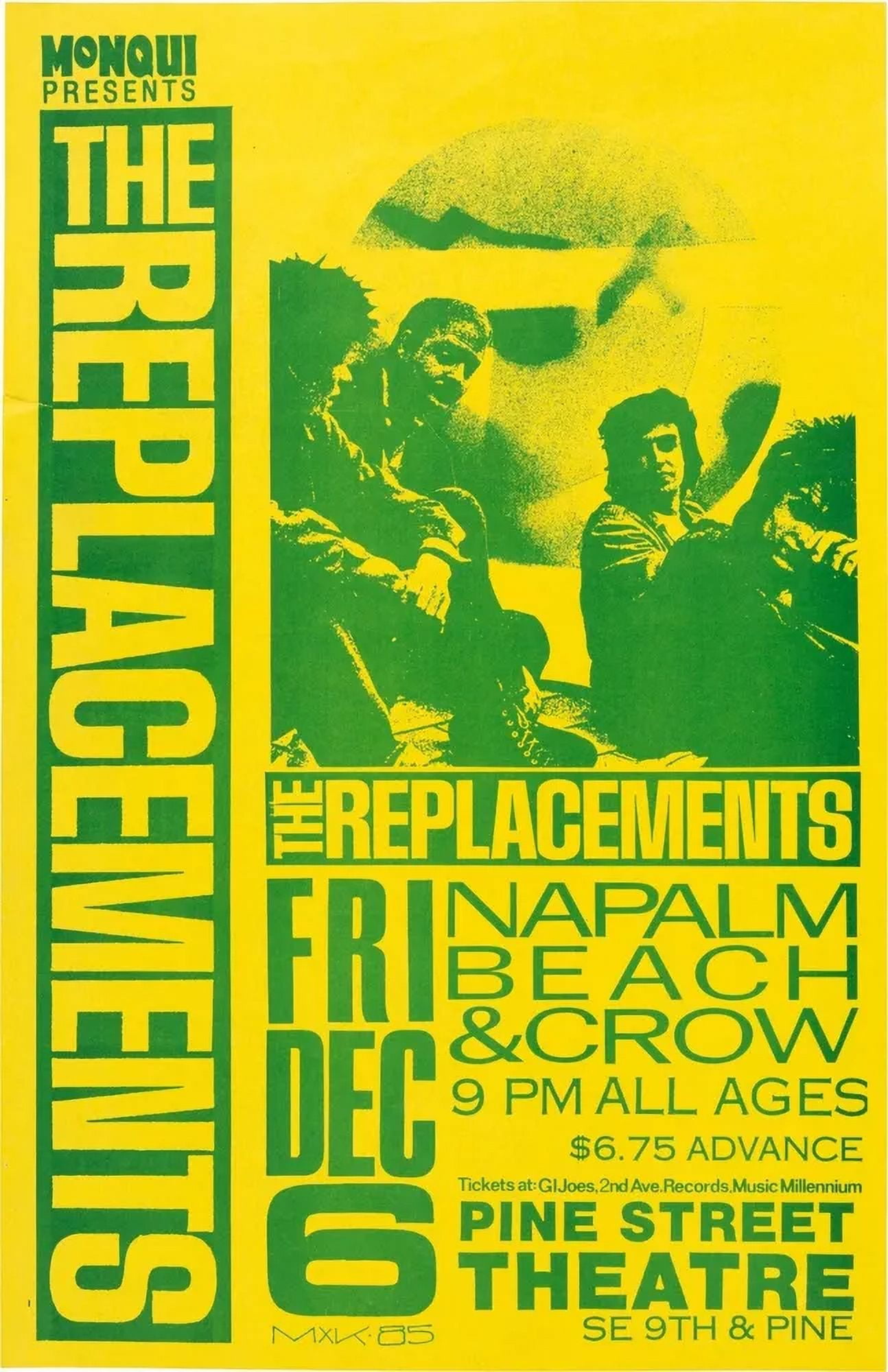 1985 THE REPLACEMENTS CONCERT POSTER WALL ART PRINT es 24 x 36 Inch ...
