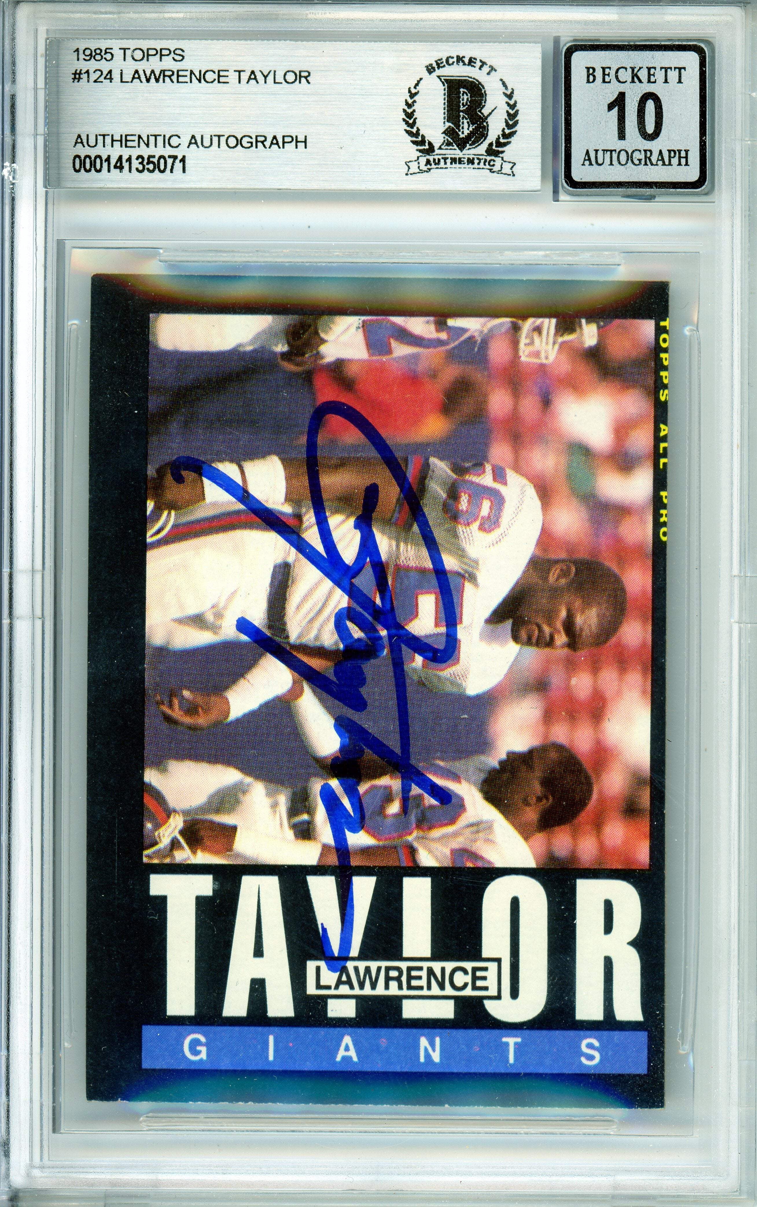 1985 Topps #124 Lawrence Taylor New York Giants BAS Autograph 10 ...