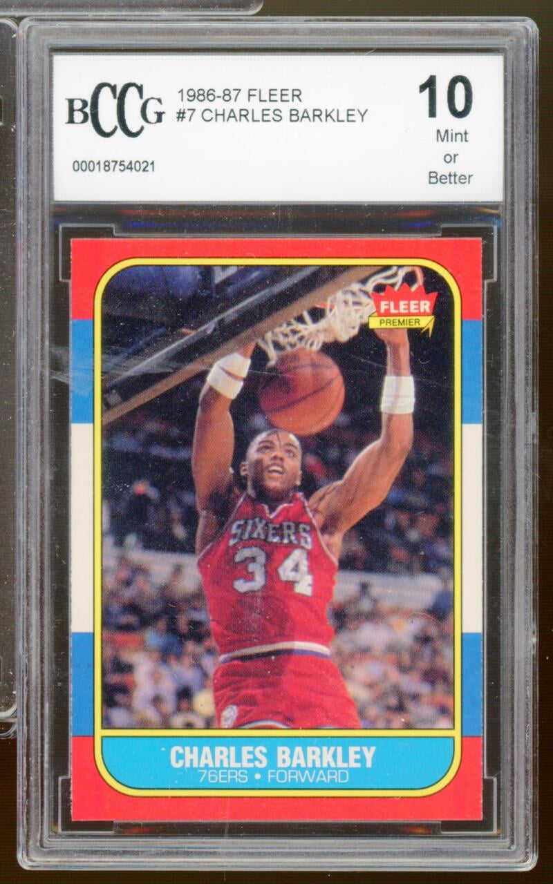 1986-87 Fleer #7 Charles Barkley Rookie Card BGS BCCG 10 Mint+ ...