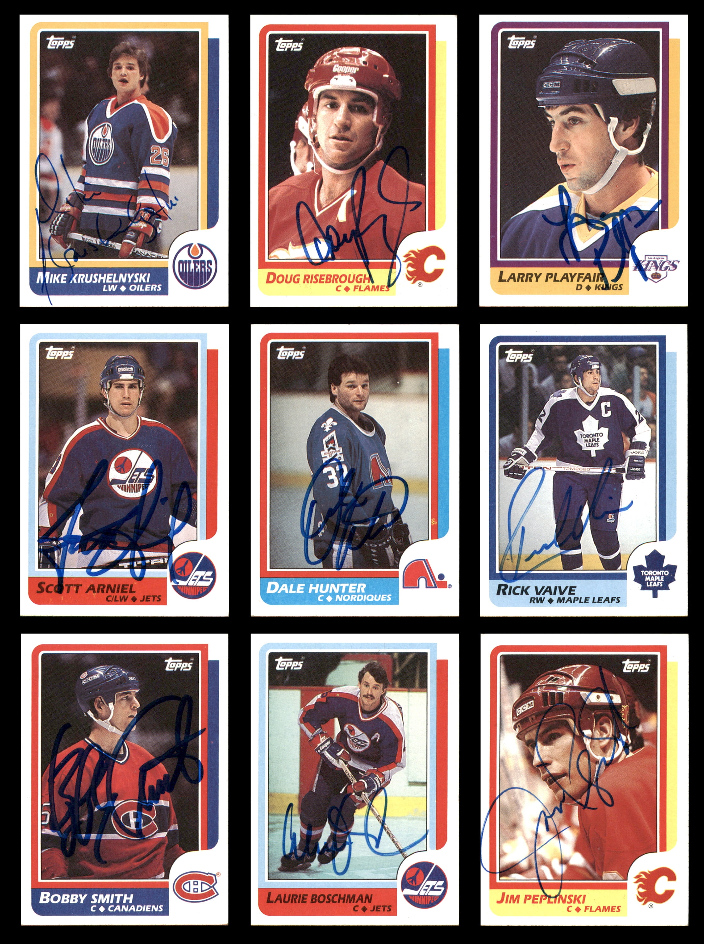 1986-87 Topps Hockey Autographed Cards (94 Count Lot - All Different ...
