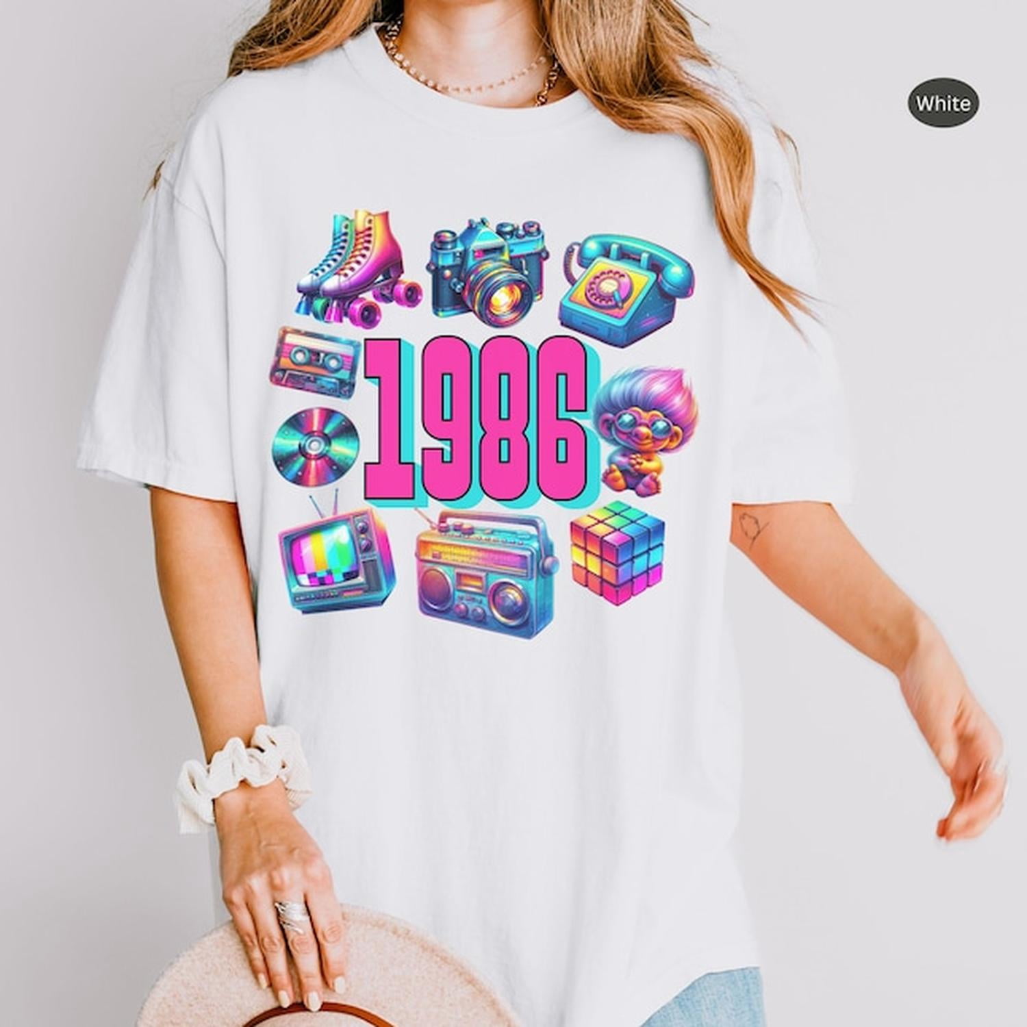 1986 Birthdahirt, 40th Birthdahirt, 80s B1aby Graphic T1EE, Birth Year ...