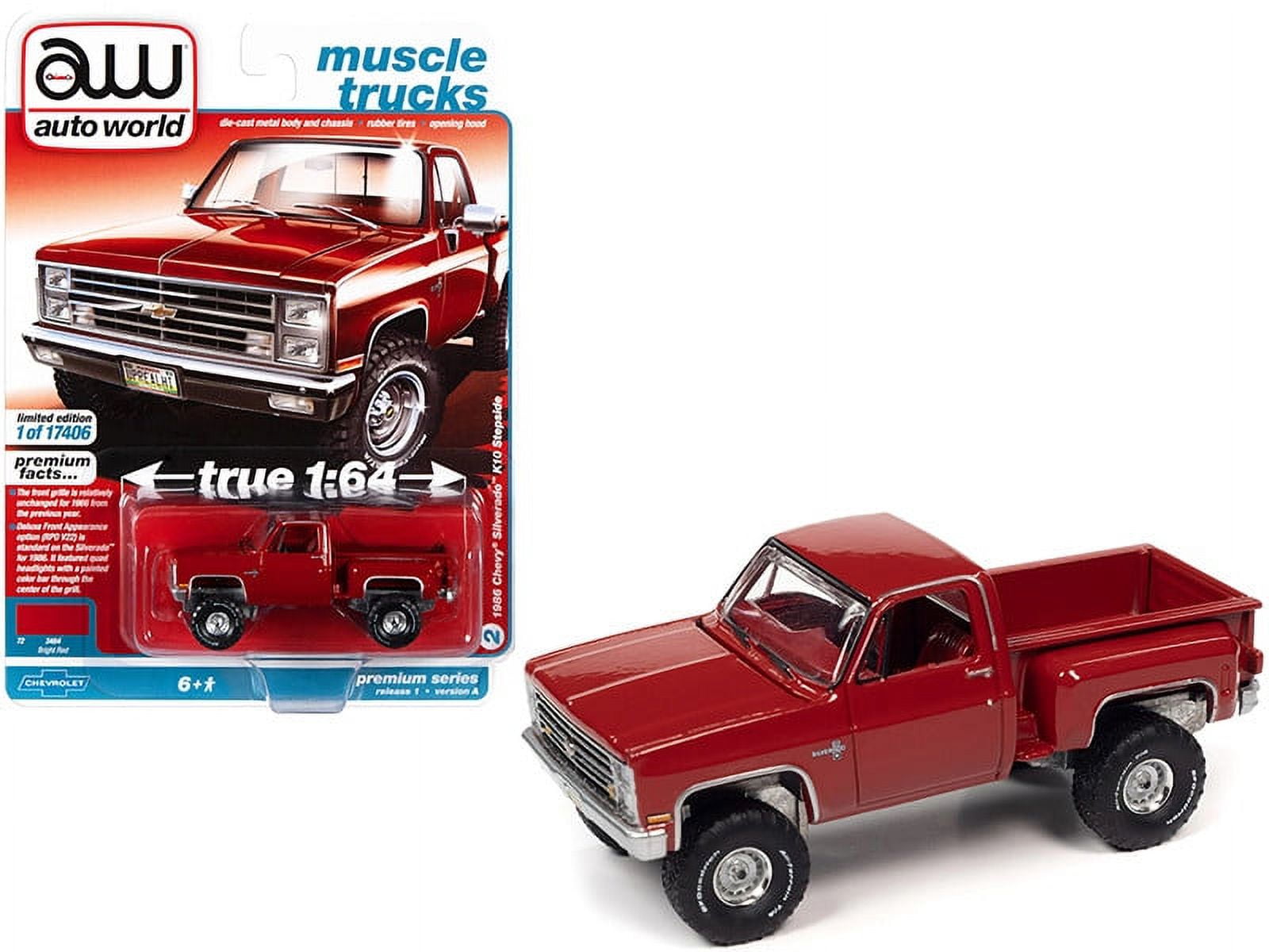 1986 Chevrolet Silverado K10 Stepside Pickup Truck Bright Red with Red Interior "Muscle Trucks ...