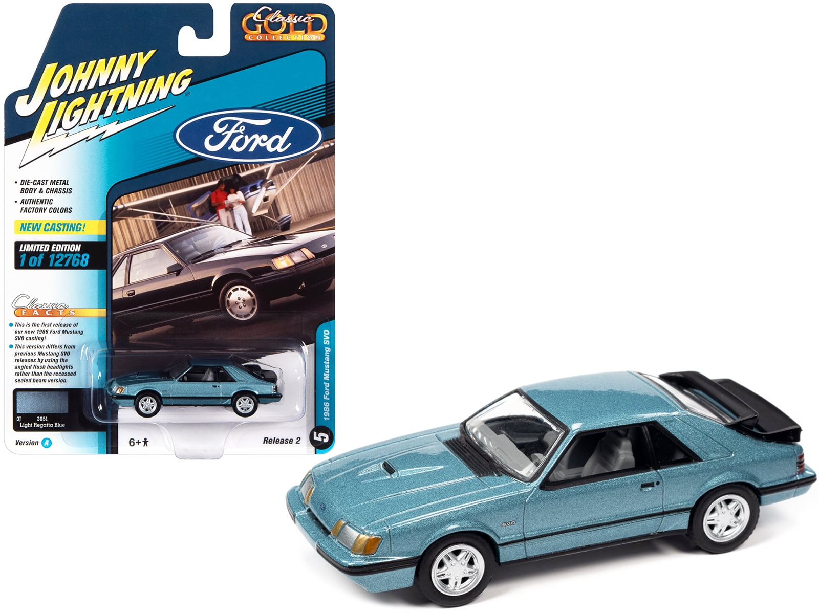 1986 Ford Mustang SVO Light Regatta Blue Metallic with Black Stripes ...