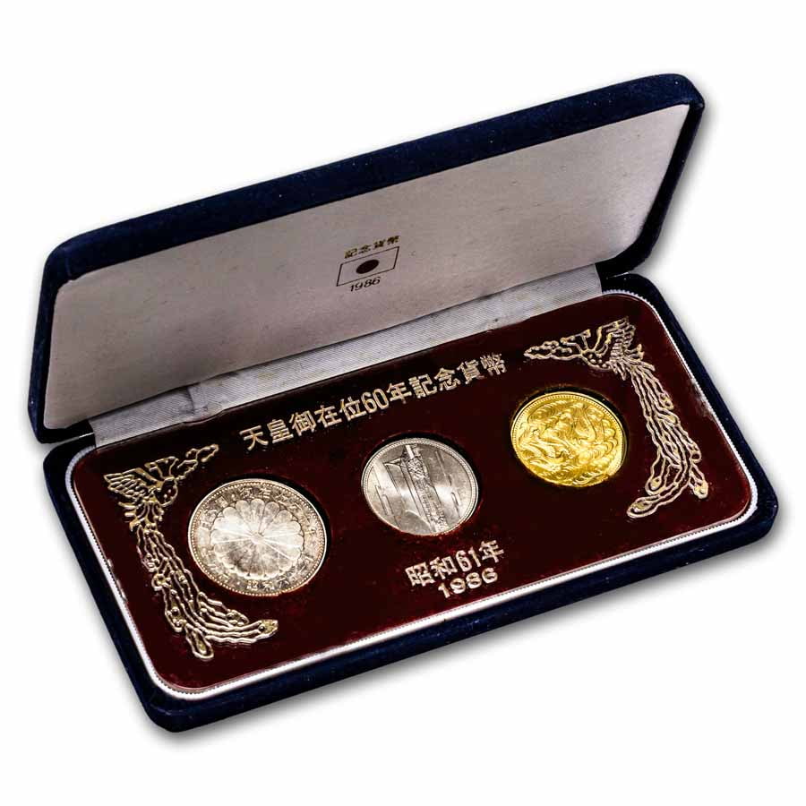 1986 Japan Emperor Hirohito 60th Year of Reign 3-Coin Set BU - Walmart.com