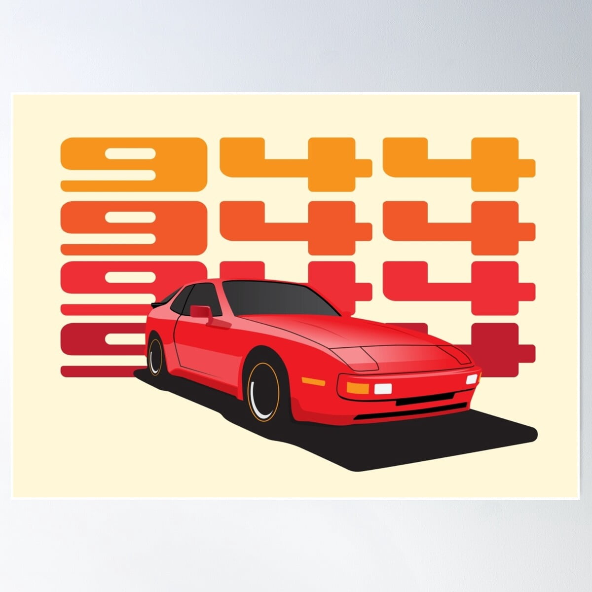 1986 Porsche 944 Illustration Poster Wall Art, Modern Wall Decor, 24x36 ...