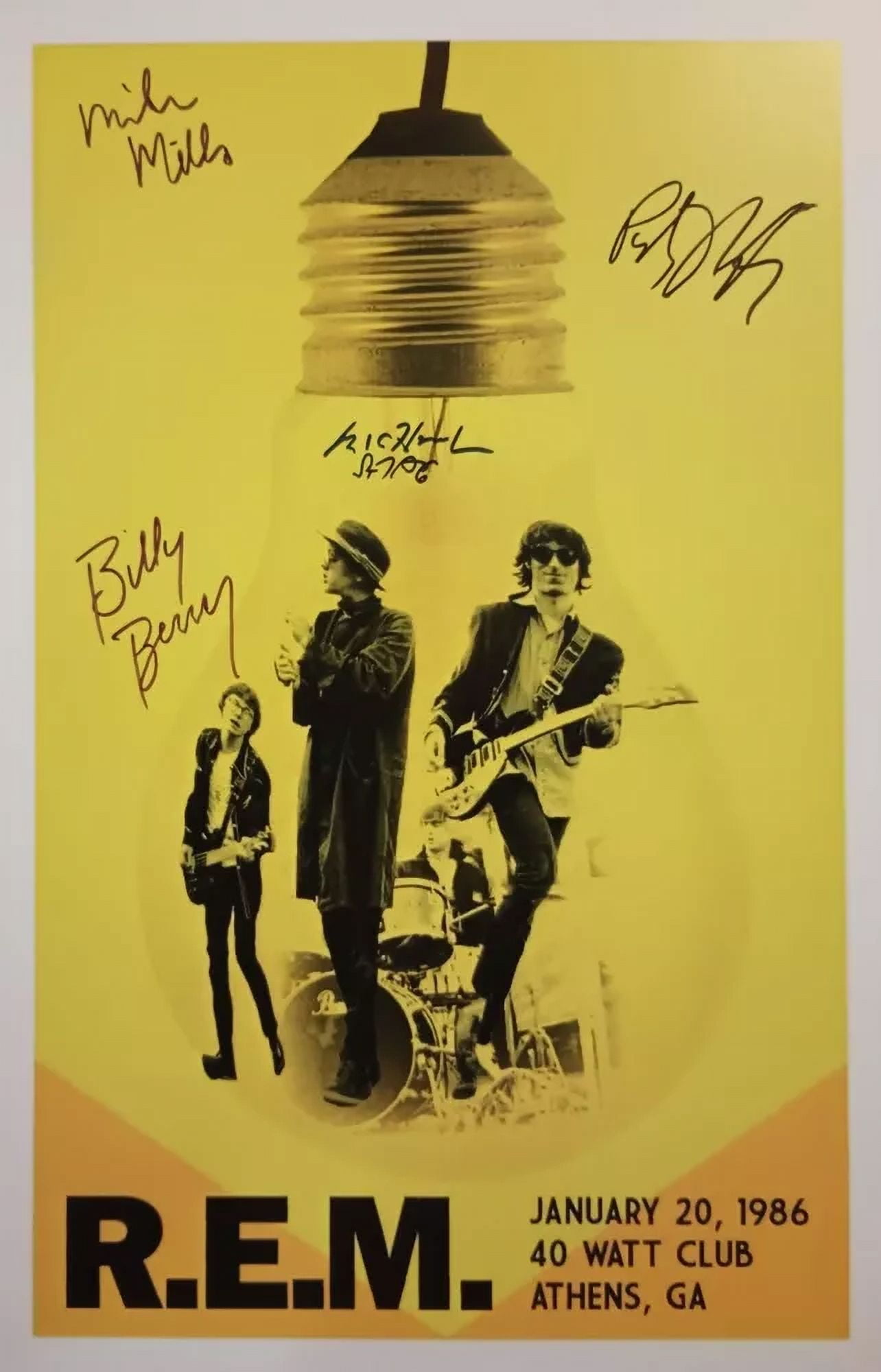 1986 REM Concert Poster Wall Art Print in R.E.M. Facsimile Signed 16 x ...