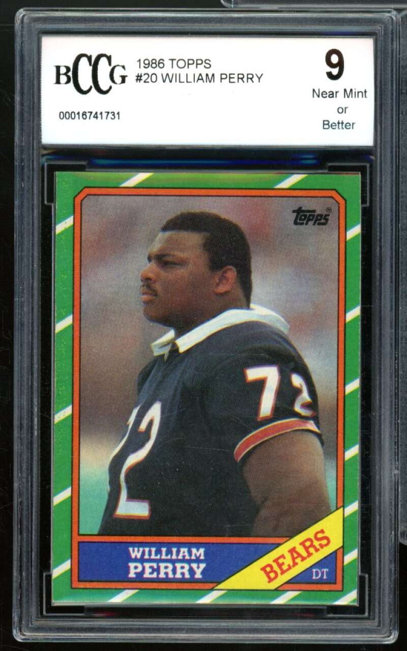 1986 Topps #20 William Perry Rookie Card BGS BCCG 9 Near Mint+ ...