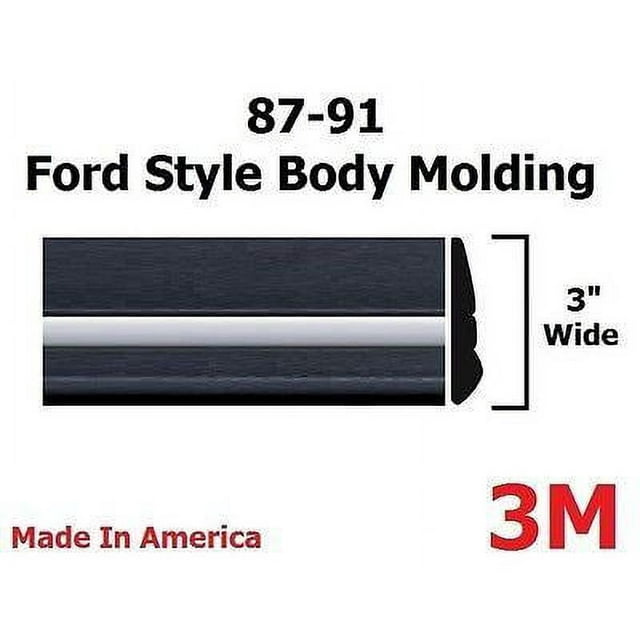 1987-1991 Ford F150 Pickup Truck Black/Chrome Side Body Trim Molding 3 ...