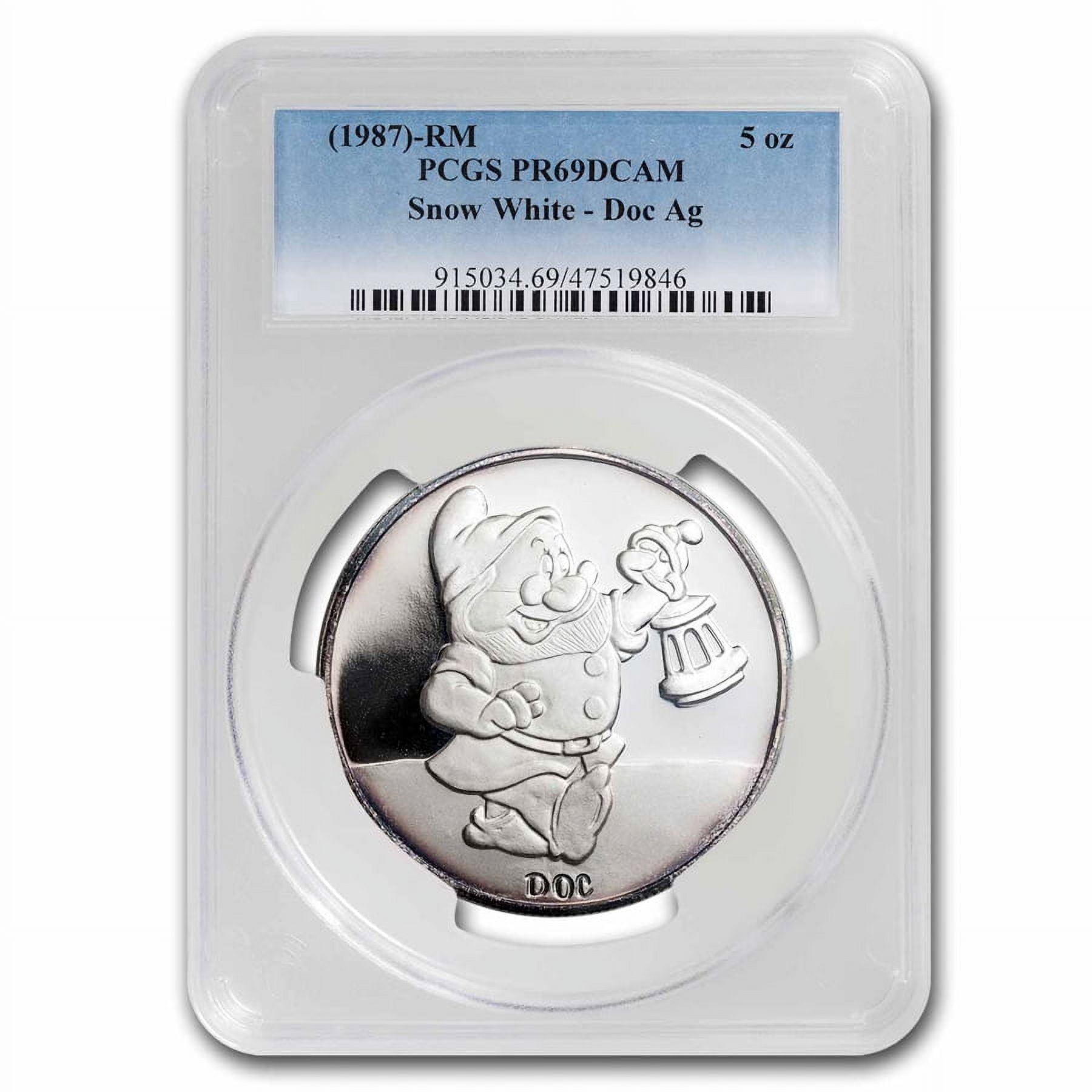 1987 5 oz Silver Round - Snow White 50th Anniv Doc PR-69 PCGS - Walmart.com