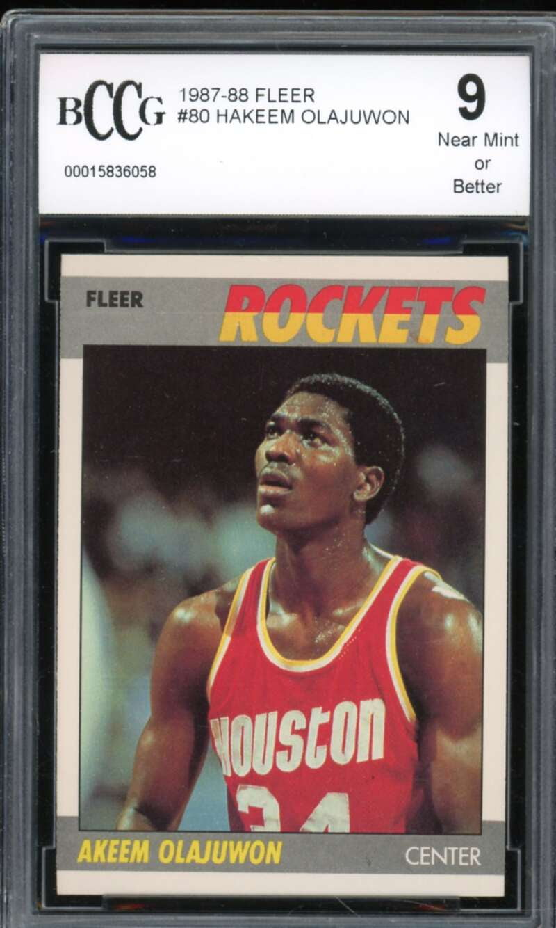 1987-88 Fleer #80 Hakeem Olajuwon Card BGS BCCG 9 Near Mint+ - Walmart.com