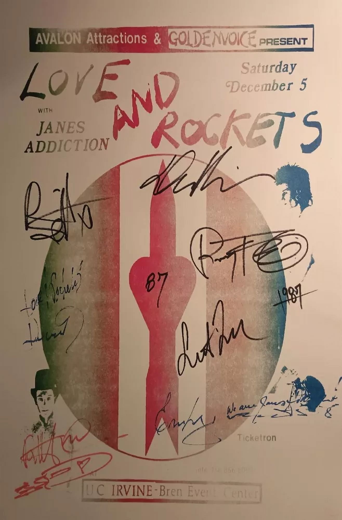 1987 LOVE N ROCKETS JANES ADDICTION CONCERT POSTERS RE-PRINTS FACSIMILE ...