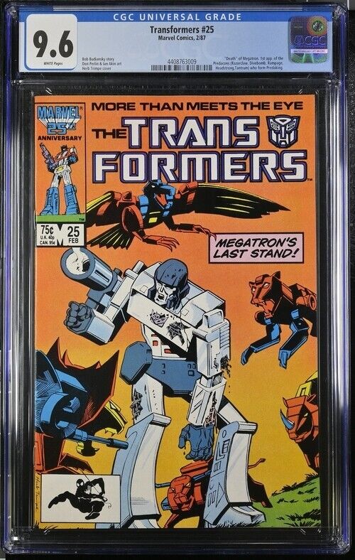 1987 Marvel Comics #25 Transformers "Death" of Megatron CGC 9.6 ...