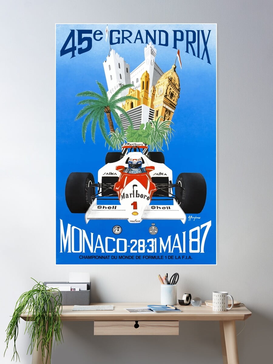 1987 Monaco Grand Prix Racing Poster Poster Wall Art, Modern Wall Decor ...