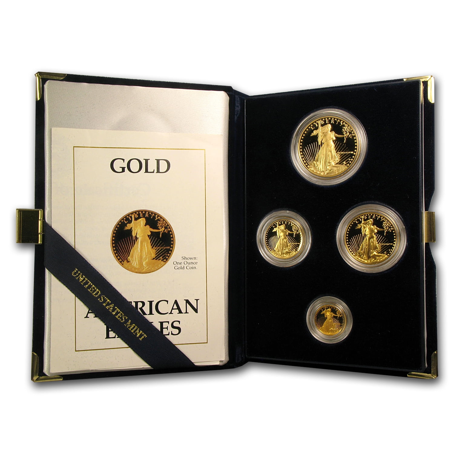 1988 4-Coin Proof American Gold Eagle Set (w/Box & COA) - Walmart.com