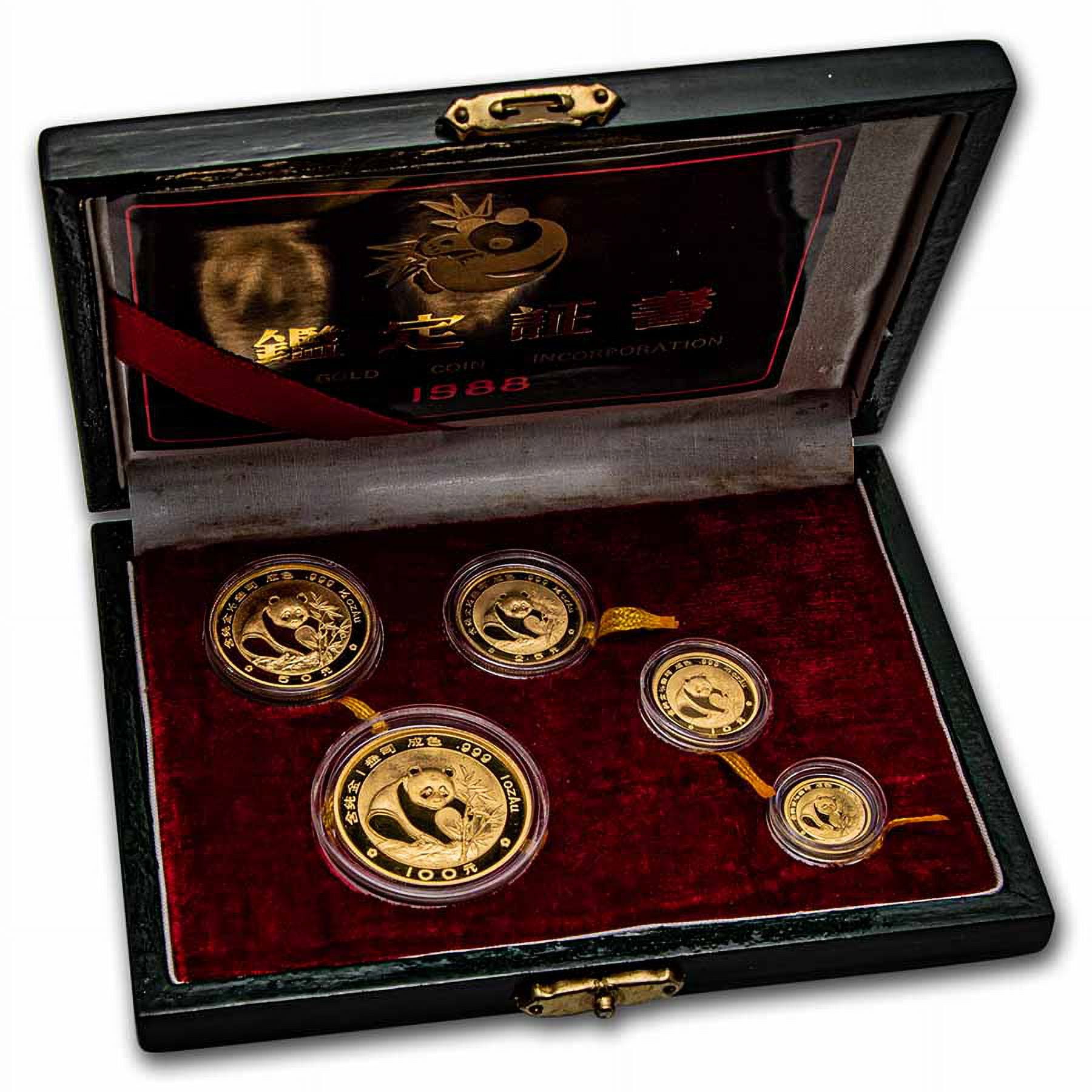 1988 China 5-Coin Gold Panda Proof Set (w/Box & COA) - Walmart.com